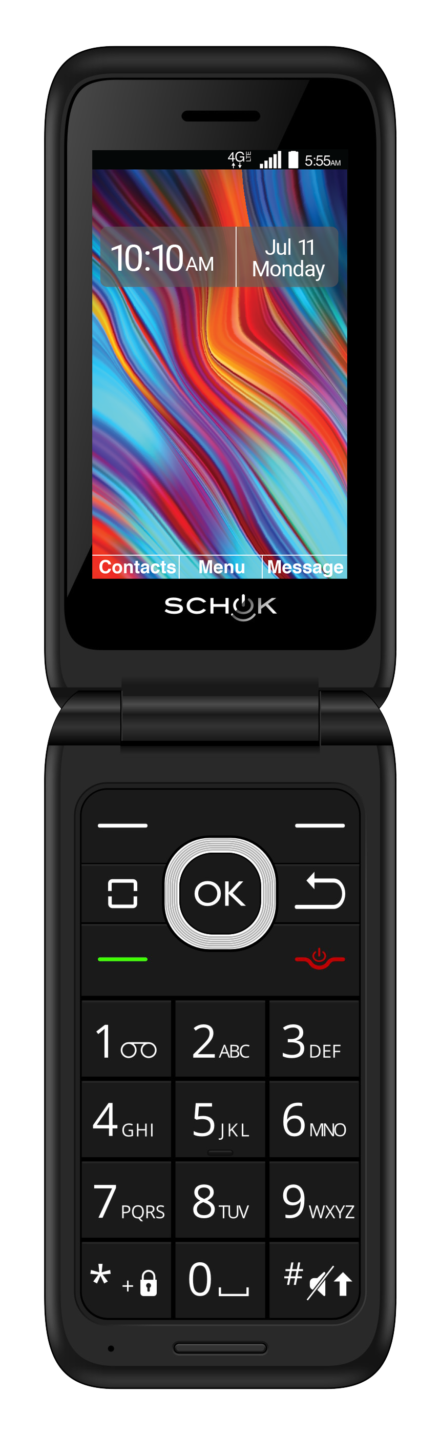 Schok Classic Flip Phone 4G/LTE (with oversized keypad) + Accessories